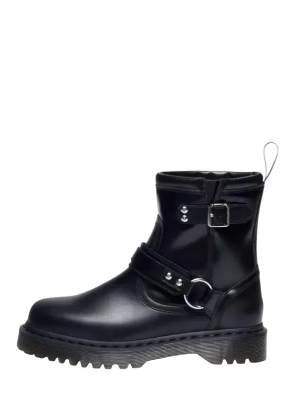 Dr. Martens Anistone Harness Leather Biker Boots - Black