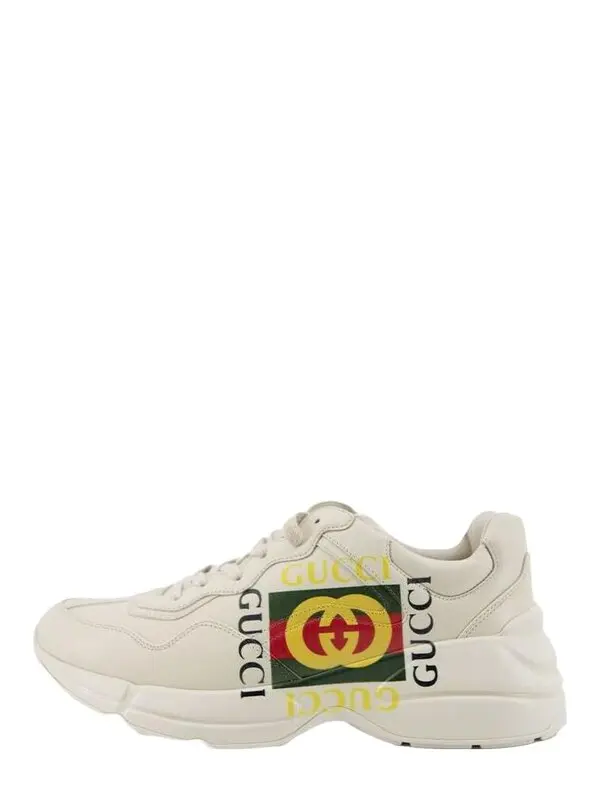 Gucci Rhyton Leather Sneaker With Vintage Logo - Ivory