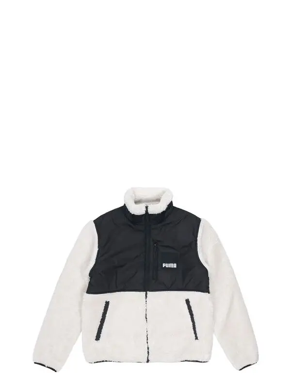 PUMA Sherpa Contrasting Colors Stand Collar Jacket - Ivory