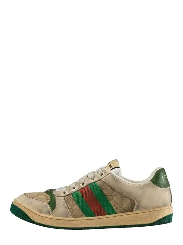 Gucci Gg Screener Distressed Gg Canvas Low Top Sneakers - Tan