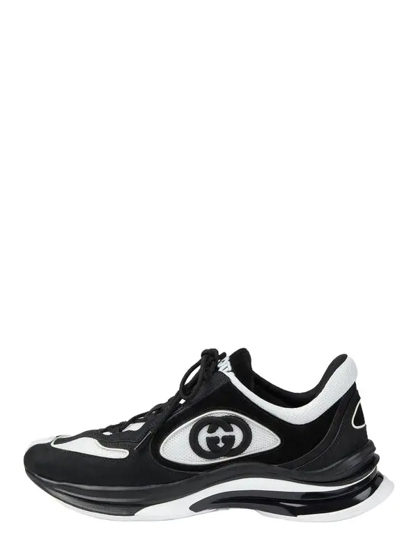 Gucci Run Sneaker In Black Suede - Black/white