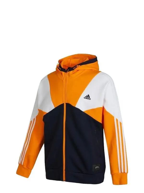 Adidas Colorblock Logo Print Zip-up Hooded Jacket - Default Color