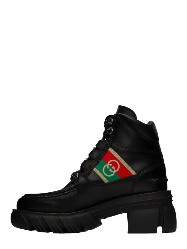 Gucci Interlocking Lace-up Boots - Black
