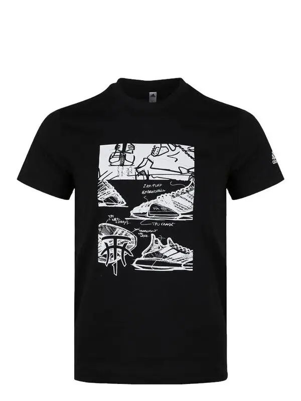 Adidas Tmac Millennium Funny Shoe Pattern Round Neck Short Sleeve - Black