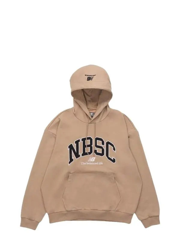 NEW BALANCE Logo Print Hoodie - Beige/black