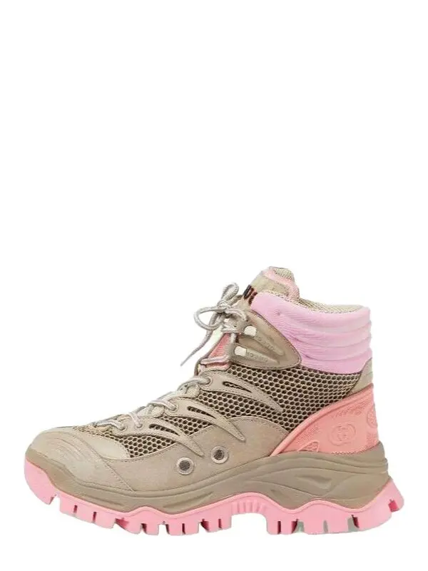 Gucci Lace-up Ankle Boots - Beige/pink