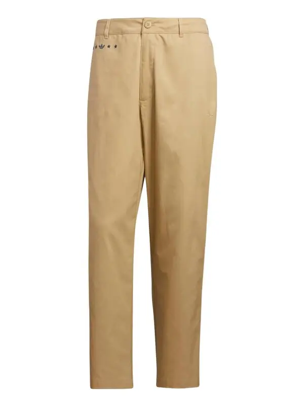 Adidas Originals Embroidered Solid Color Trousers - Khaki