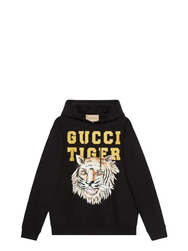Gucci Tiger Logo Cotton Sweatshirt - Black/yellow