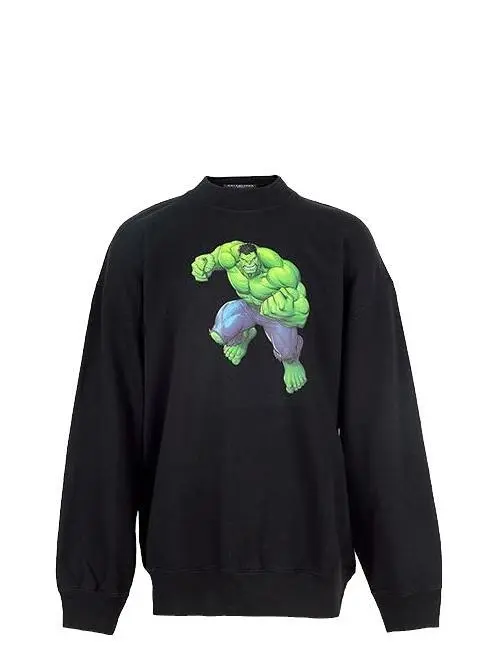 Balenciaga X Marvel Hulk-print Boxy Crewneck Sweatshirt - Black