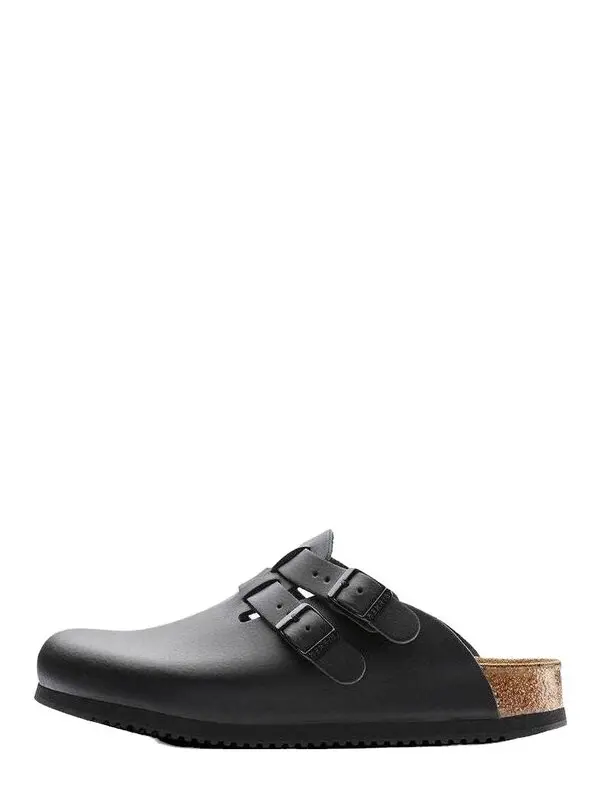 BIRKENSTOCK Kay Sl Leather Clogs With Buckled Straps - Black