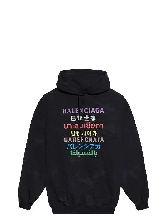 Balenciaga Multicolor Logo Hoodie - Black