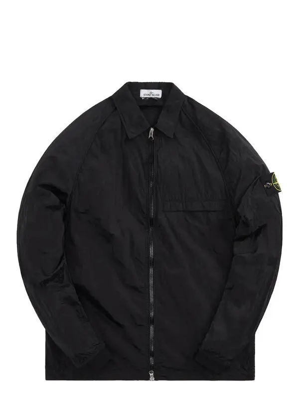 Stone Island Nylon Metal Garment Dyed Over Shirt - Black
