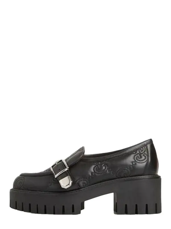 Gucci Gg Matelassé Slip-on Loafers With Block Heel - Black