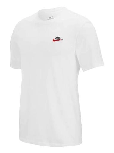 Nike Embroidered Logo Micro Mark Solid Color Casual Round Neck Short Sleeve White - Multi-color