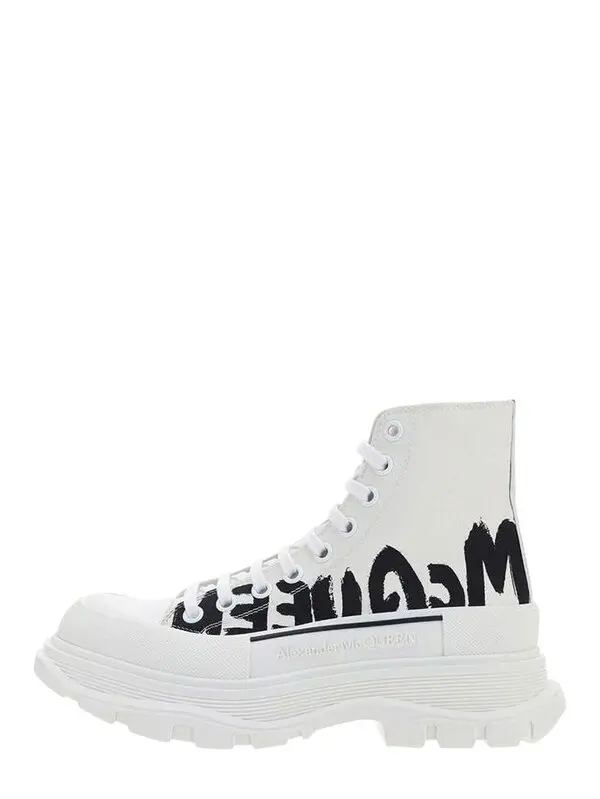 Alexander McQueen Tread Slick High Top Sneakers - White/black
