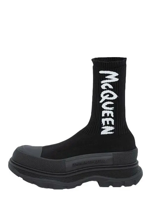 Alexander McQueen Graffiti Knit Sock Boots - Black/white