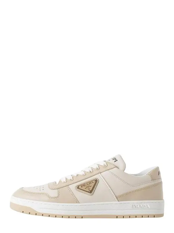 Prada Downtown Leather Sneakers - Beige/white