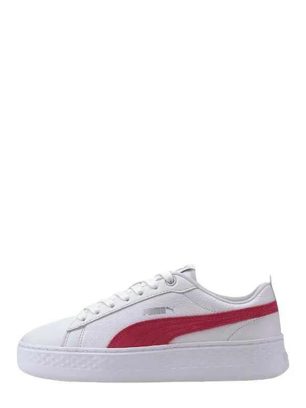 PUMA Smash Platform Leather Sneakers - White/red