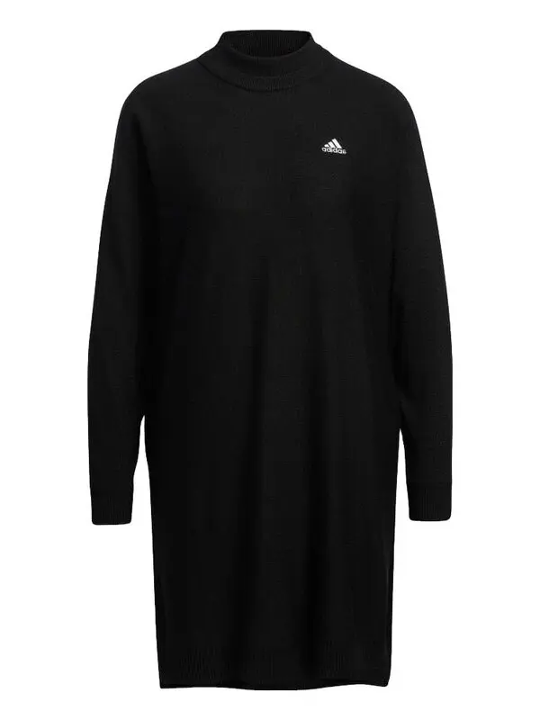 Adidas 3-stripes Long Sleeve Sweater Dress - Black