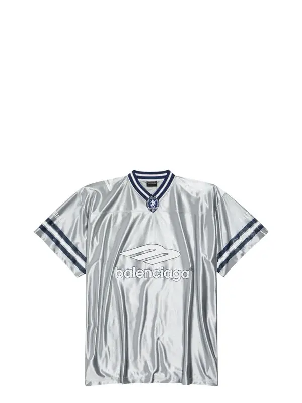 Balenciaga 3b Football V-neck Shiny Jersey - Grey/white
