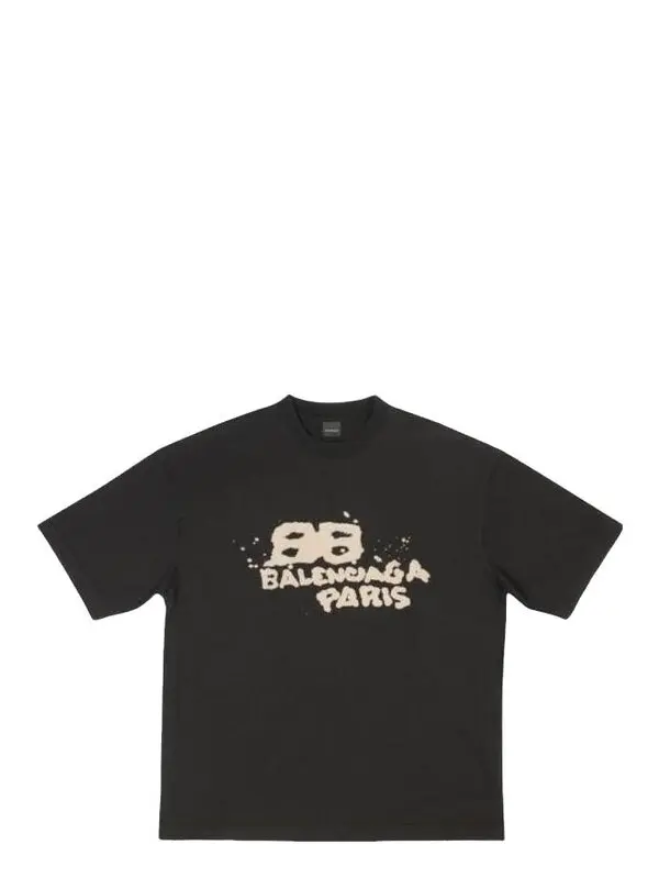 Balenciaga Hand-drawn Bb Icon T-shirt Medium Fit - Black