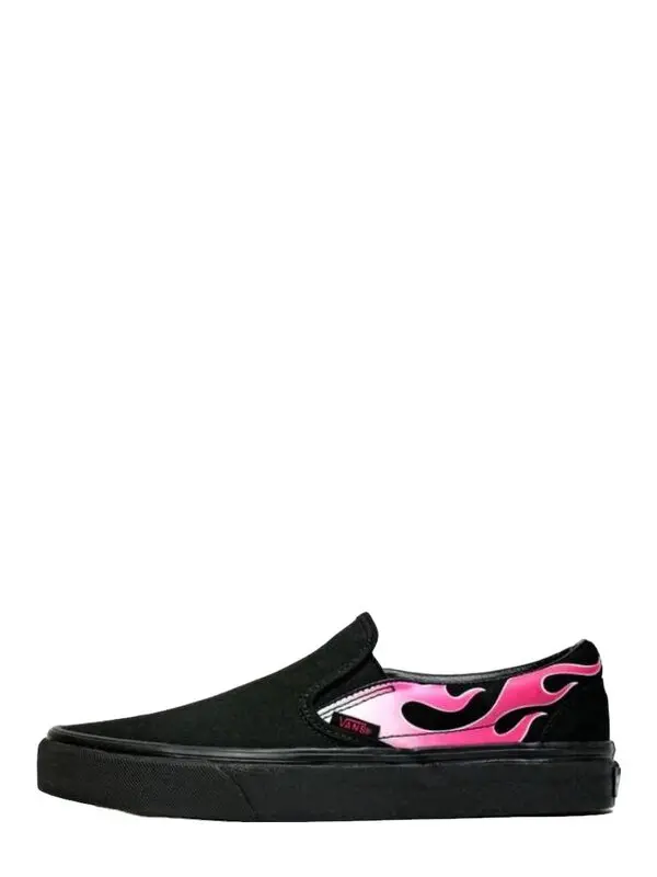 VANS Classic Slip-on 'flame' Sneakers - Black/pink/purple