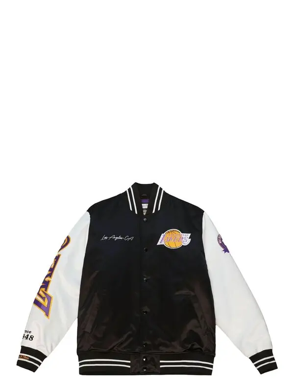 Mitchell & Ness X Nba Los Angeles Lakers Varsity Satin Jacket - Black/yellow
