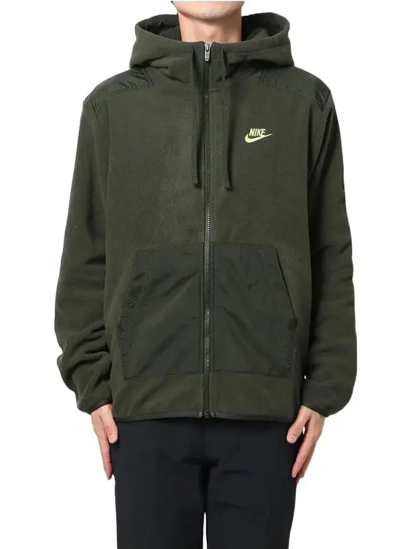 Nike Logo Embroidered Fleece Hooded Jacket - Multi-color