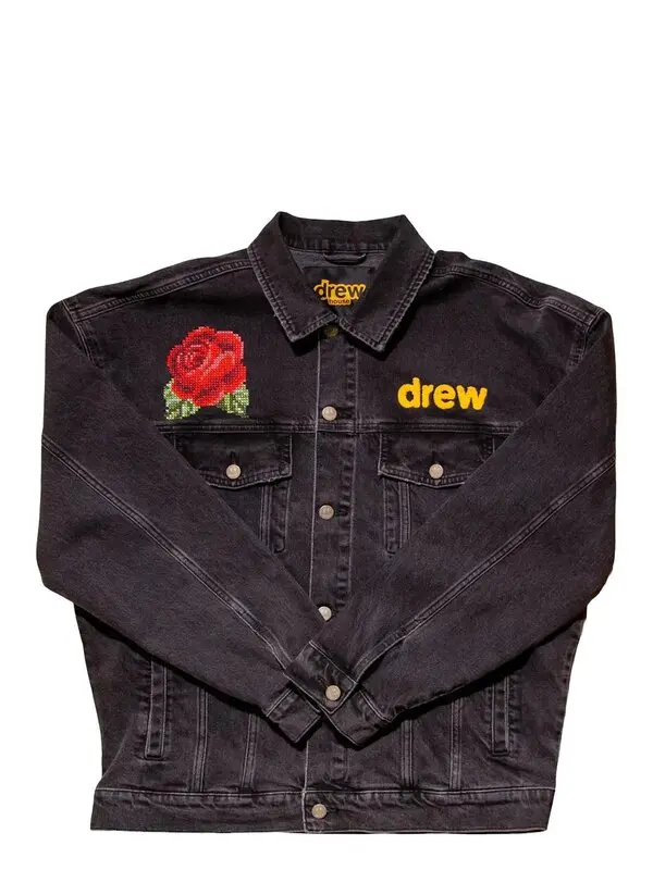 Drew House Embroidered Denim Trucker Jacket - Black