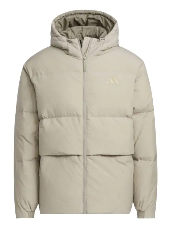 Adidas Down Jacket With Adjustable Hood And Hem - Beige