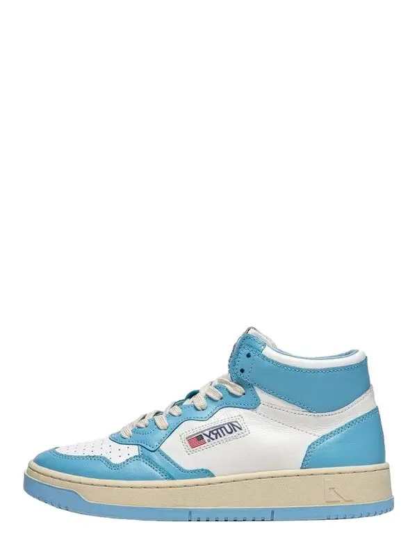 AUTRY Medalist Mid Leather Sneakers - White/blue