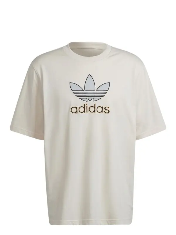 Adidas Originals Logo Printing Loose Casual Round Neck Short Sleeve Light Brown T-shirt - Multi-color