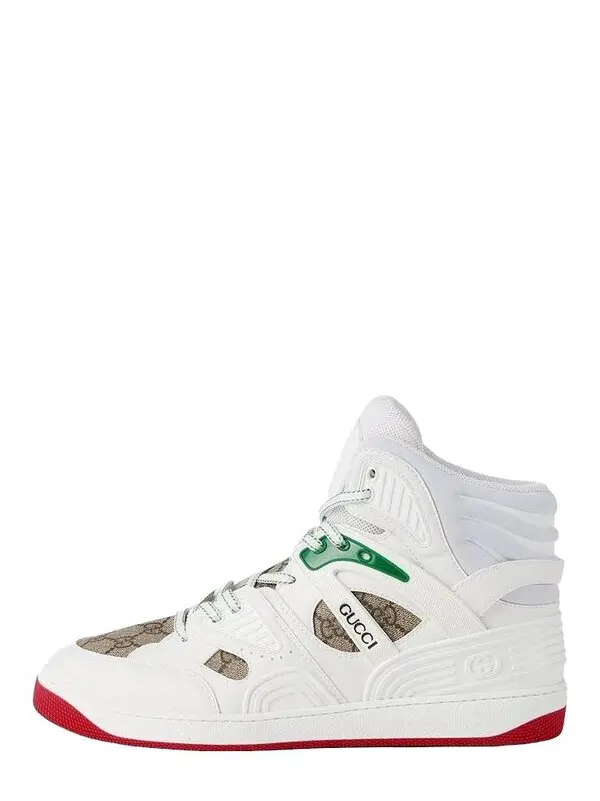 Gucci Basket High Top Sneakers - White/red