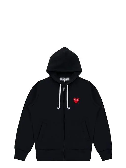 Play Comme Des Garcon Zip Hooded Jacket - Black