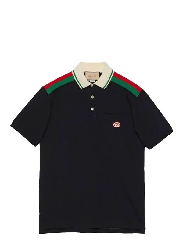 Gucci Cotton Polo With Interlocking G - Black