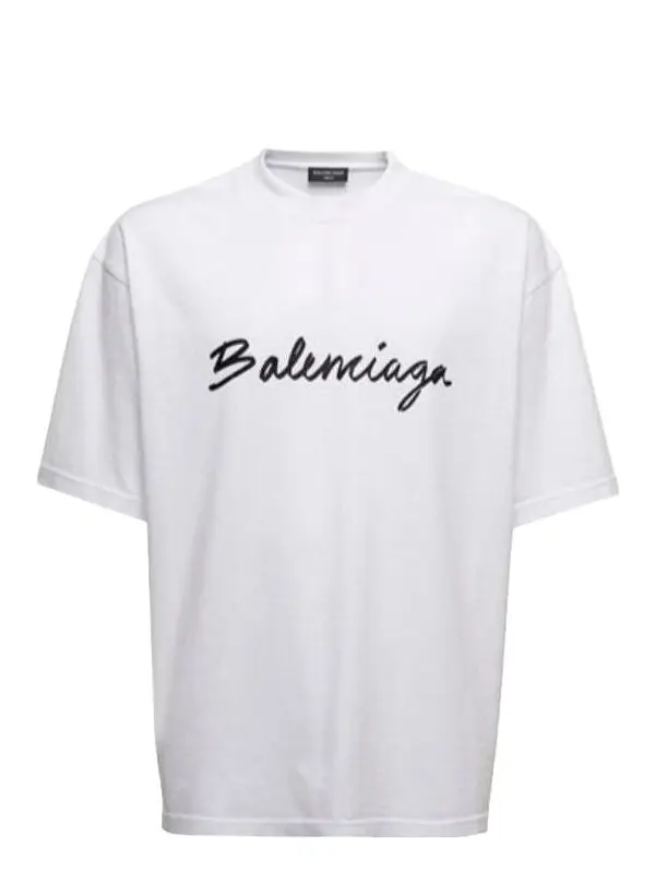 Balenciaga Script Logo T-shirt - White/black