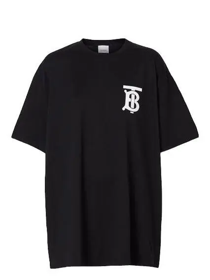Burberry Monogram Motif Cotton Oversized T-shirt - Black