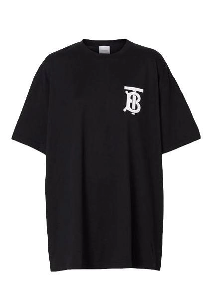Burberry Monogram Motif Cotton Oversized T-shirt - Black