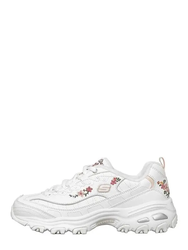 Sketchers D'lites 1.0 Floral Embellished Sneakers - White/pink