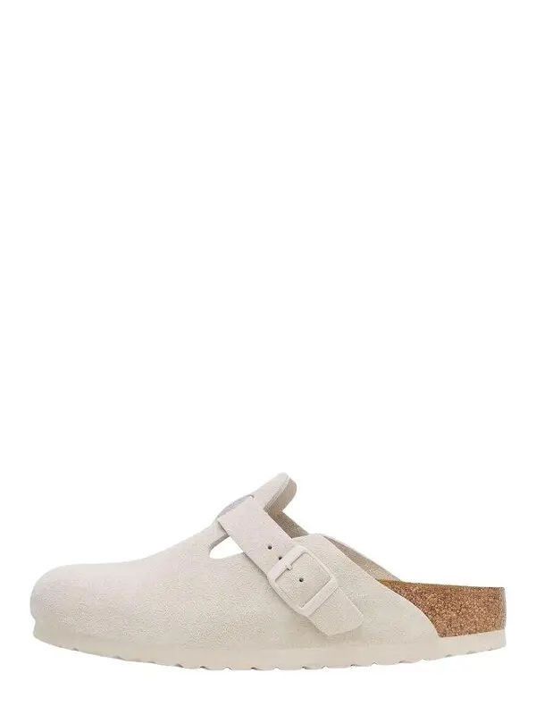 BIRKENSTOCK Boston Soft Footbed Suede Leather Clogs - White