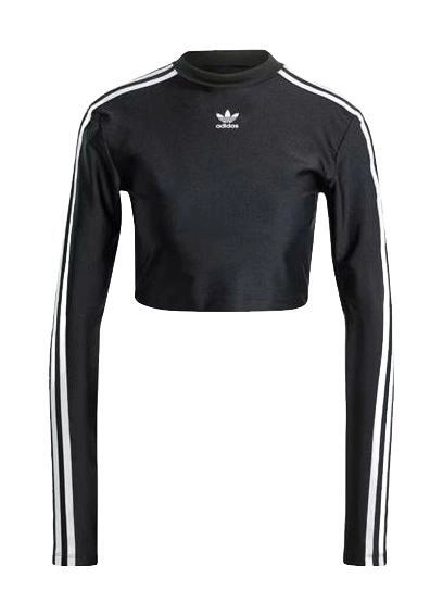 Adidas Originals 3-stripes Cropped Long Sleeve Tee - Black/white