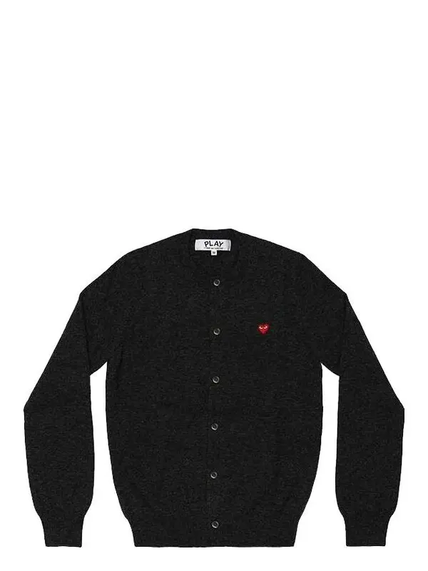 Play Comme Des Garcon Cardigan With Red Heart Applique - Grey