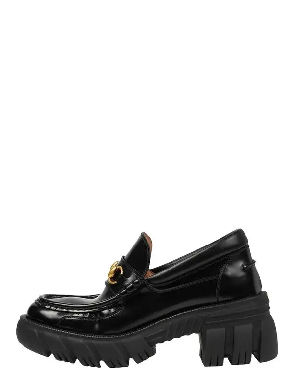 Gucci Horsebit Leather Loafer With Thick Sole - Black
