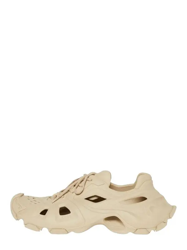 Balenciaga Hd Lace Up Cut Out Sneakers - Beige