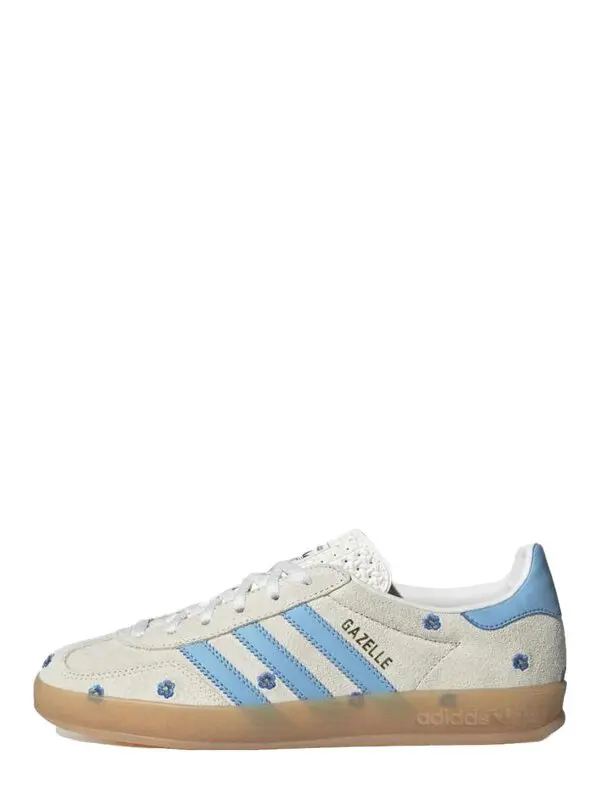 Adidas Gazelle Indoor Sneakers With Floral Embroidery - White/blue