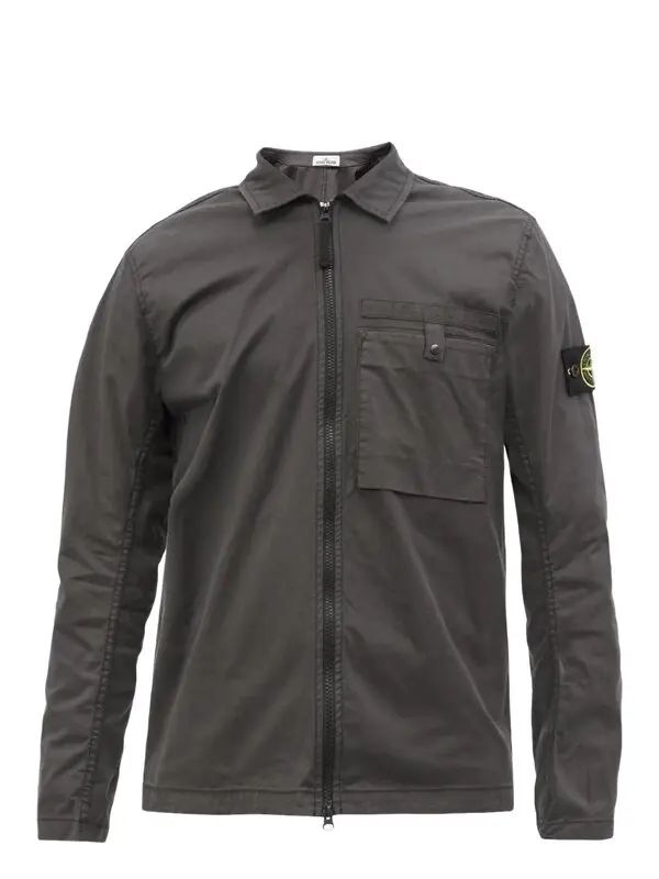 Stone Island Supima Cotton Zip-up Shirt Jacket - Charcoal