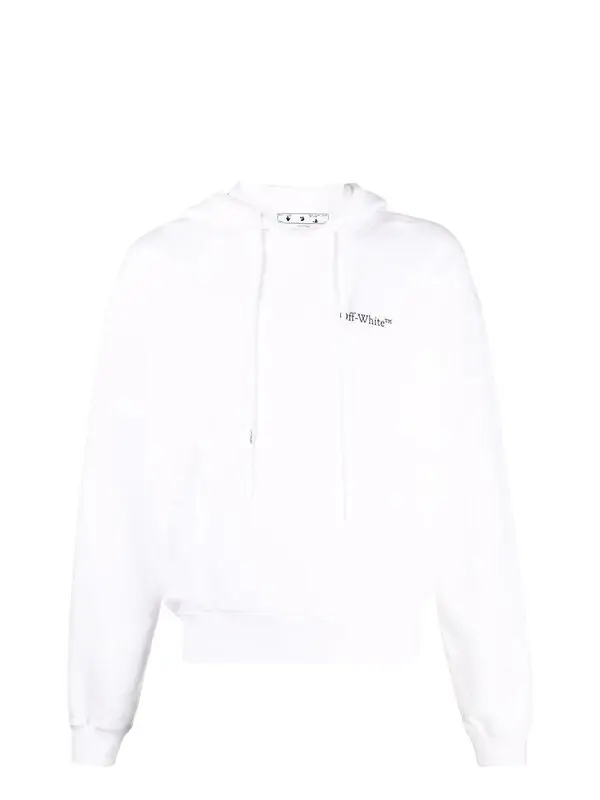 Off-White Printed Hooded Long Sleeve Sweatshirt - White/black