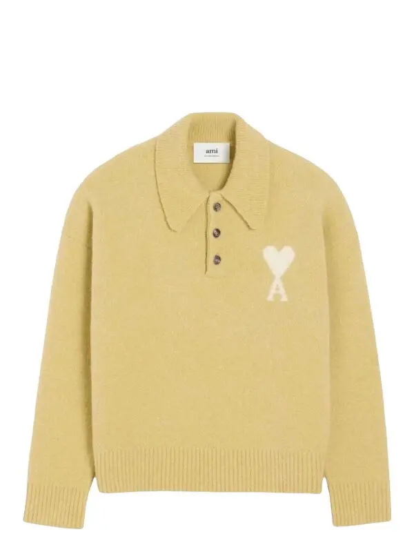 Ami Big Heart Logo Sweater - Lime Green/off White
