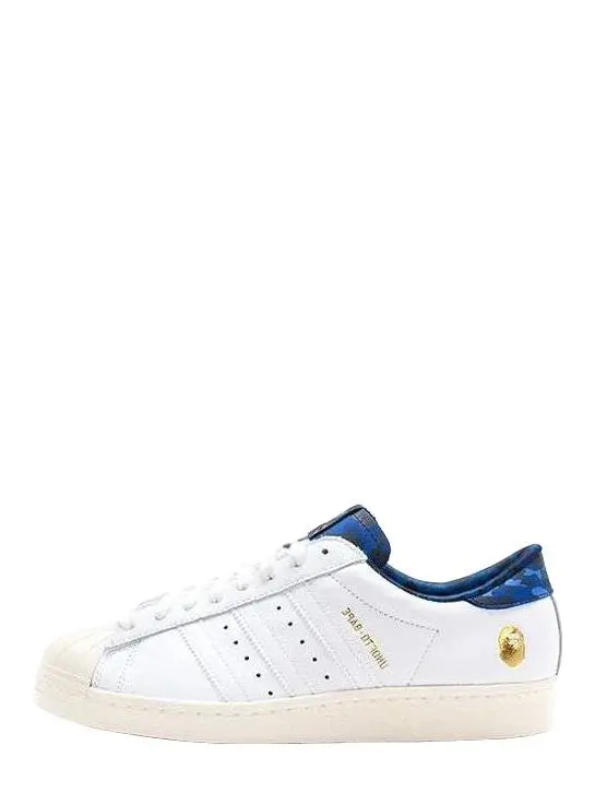 Adidas X A Bathing Ape X Undefeated Superstars 80v Sneakers - White