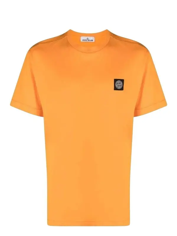 Stone Island Garment Dyed Logo T-shirt - Orange